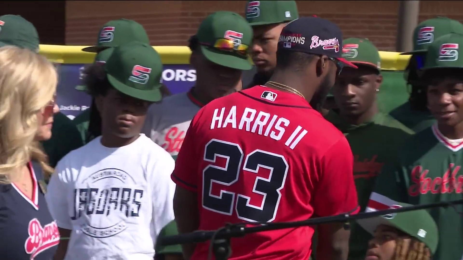 Atlanta Braves Michael Harris celebrate by Stockbridge High | 11alive.com