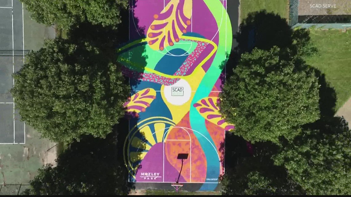 Former pro-basketball player turns courts into canvases | 11alive.com