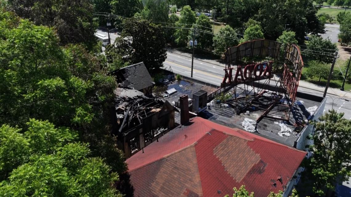 Atlanta Eagle bar fire aftermath | Drone video | 11alive.com