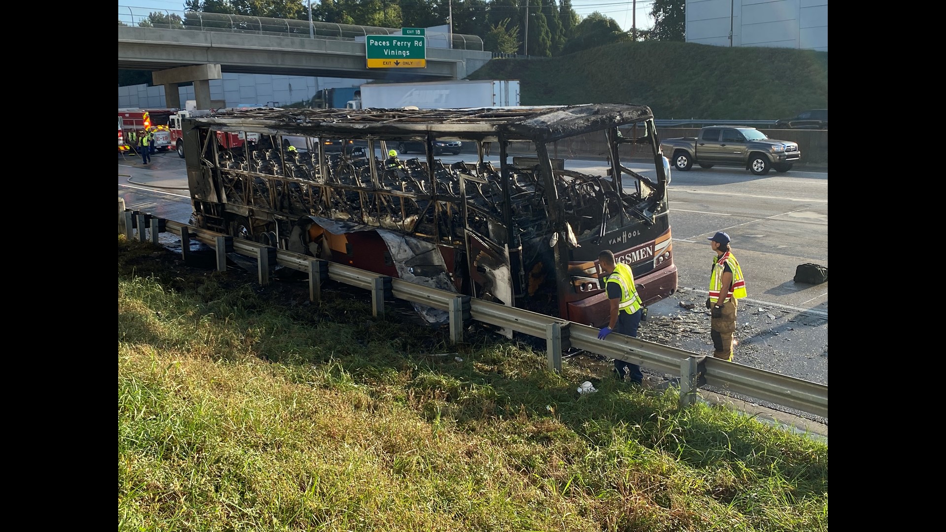 Bus fire on 285 near Paces Ferry Road | 11alive.com