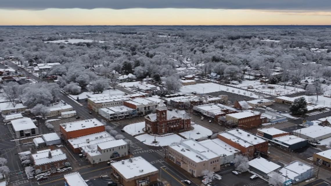 Drone video: Snow in Jackson, Georgia | 11alive.com