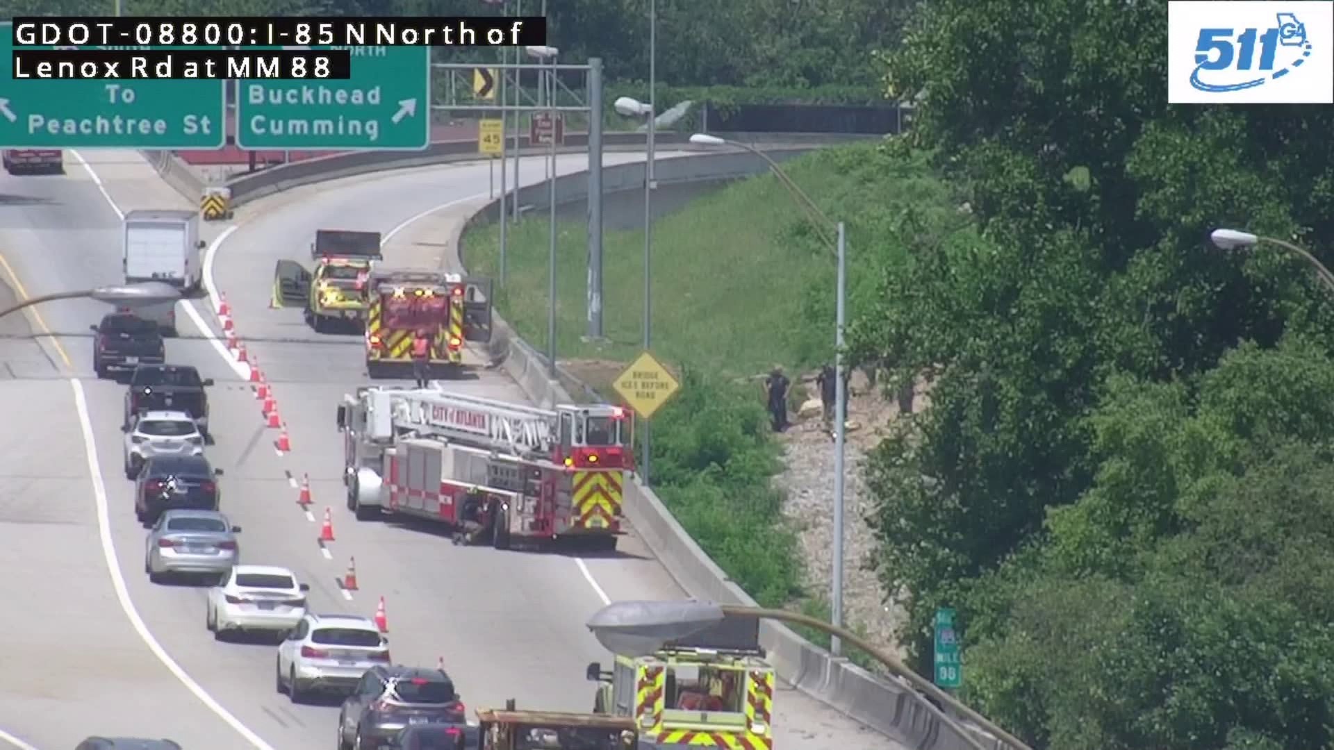 Brush fire on I-85S exit lane: GDOT | 11alive.com