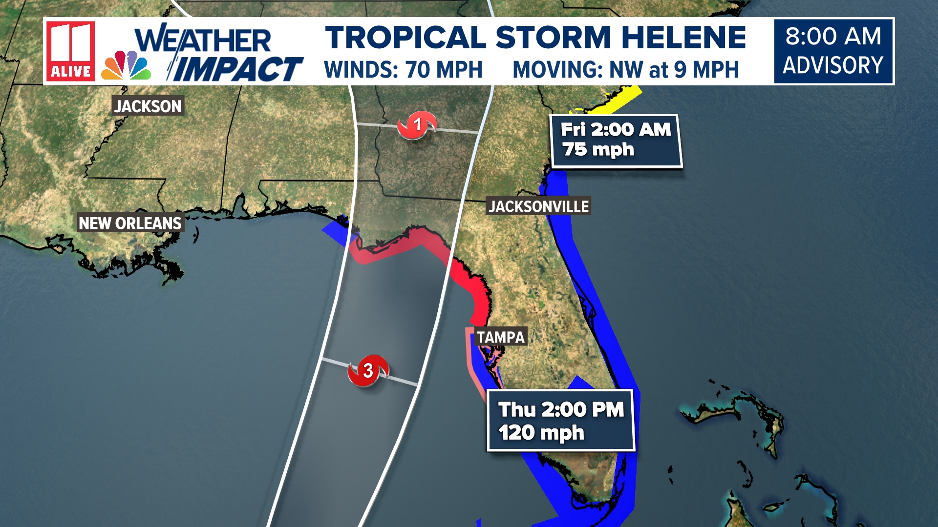 Helene forecast cone, spaghetti models, watches and warnings | 11alive.com