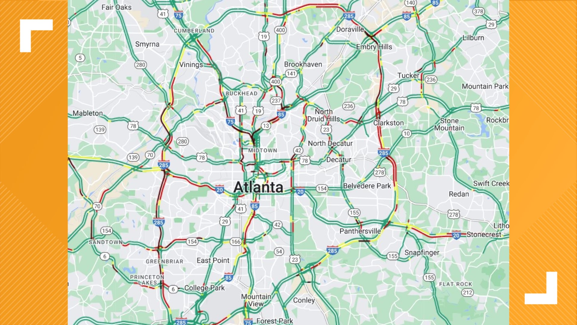 Atlanta traffic I 75 I 85 I 20 I 285 Friday Spring Break getaway ...