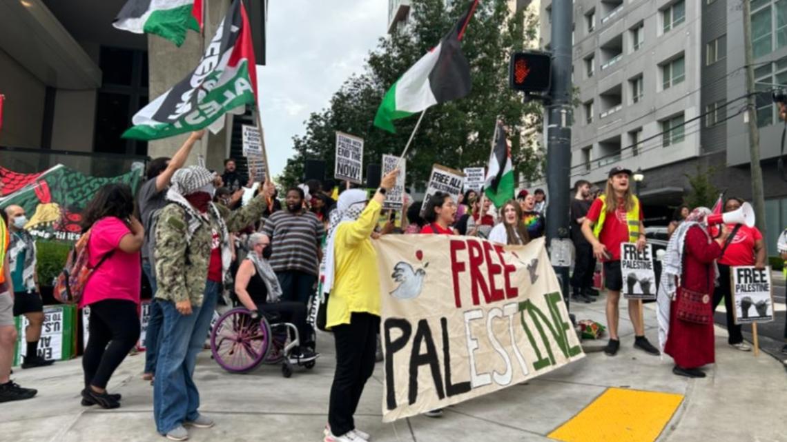 Free Palestine protest ahead of presidential debate in Atlanta ...