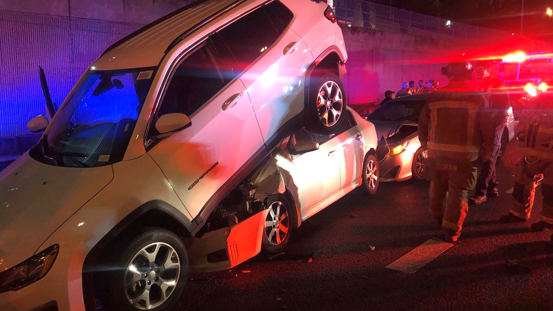 Downtown Connector accident in Atlanta: SUV lands on car | 11alive.com