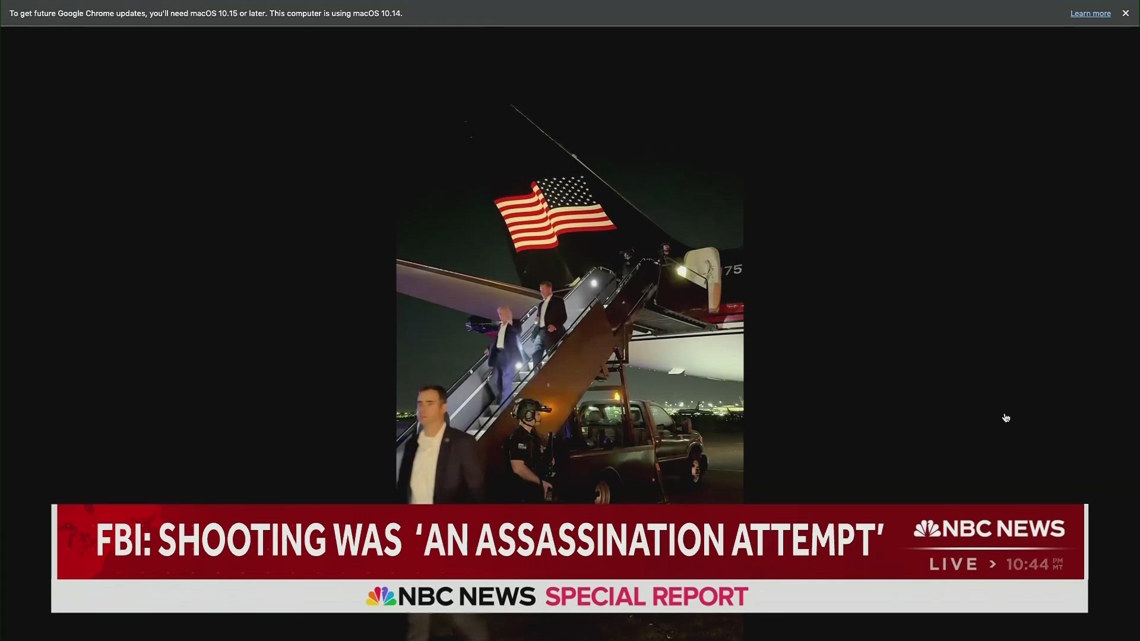 New video shows Trump getting off plane after rally shooting | 11alive.com